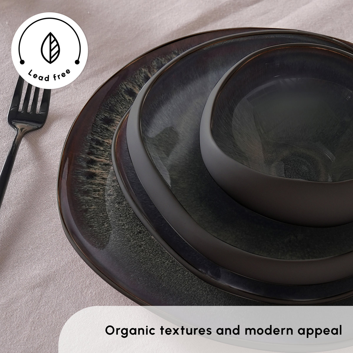 Karaca Streamline New Galactic 59-Piece Reactive Glaze Dinner Set for 12 People & Reviews ...